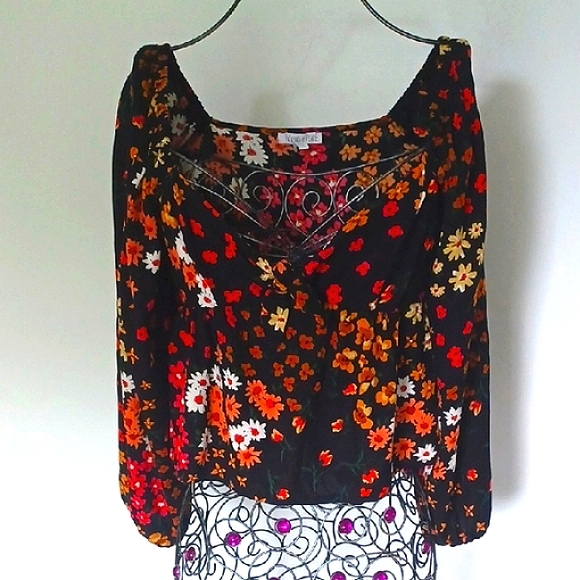 Patrons of Peace | Tops | Patrons Of Peace Red Orange Smocked Tie Front ...